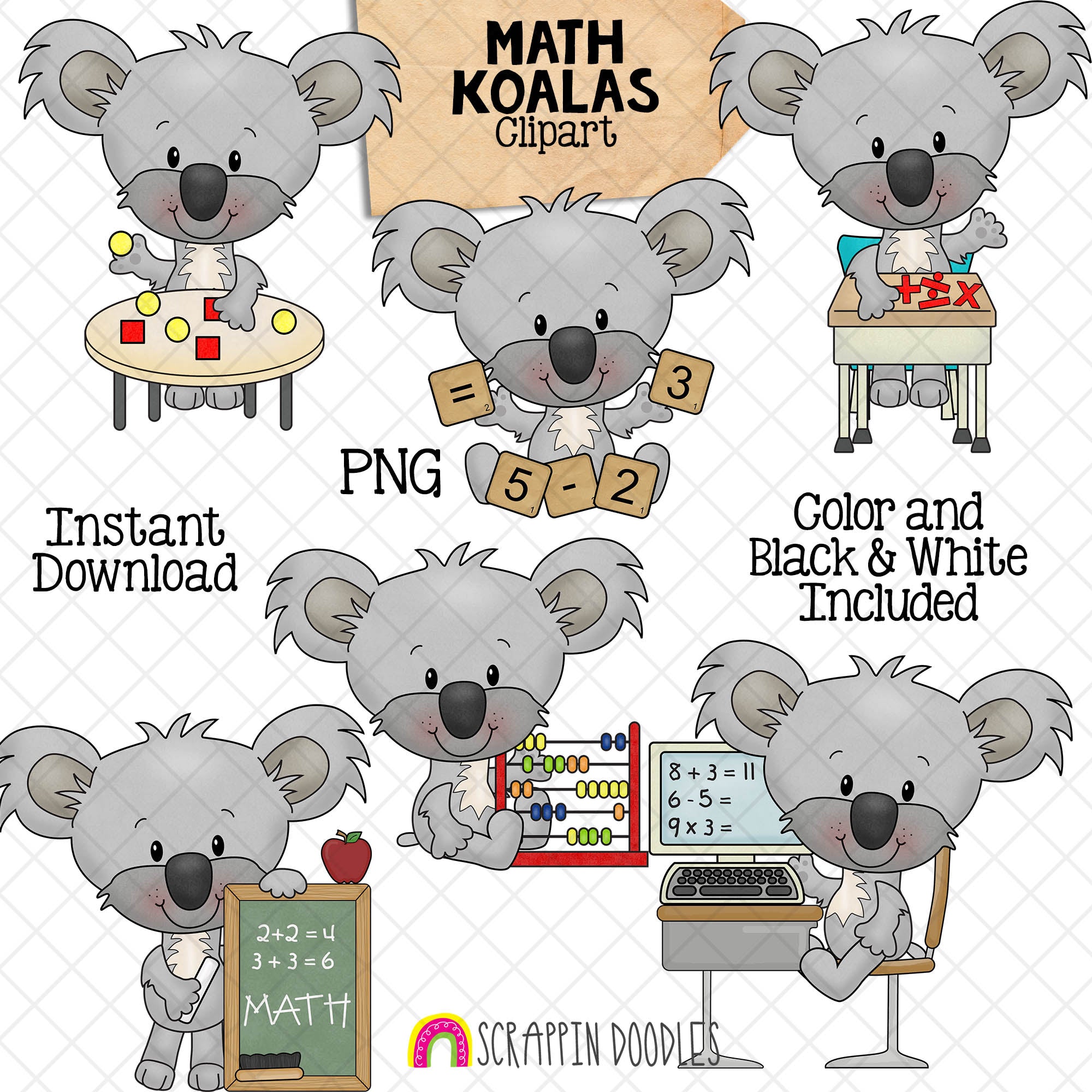 Koala ClipArt Bundle - Koala Bears Graphics - Commercial Use PNG ...