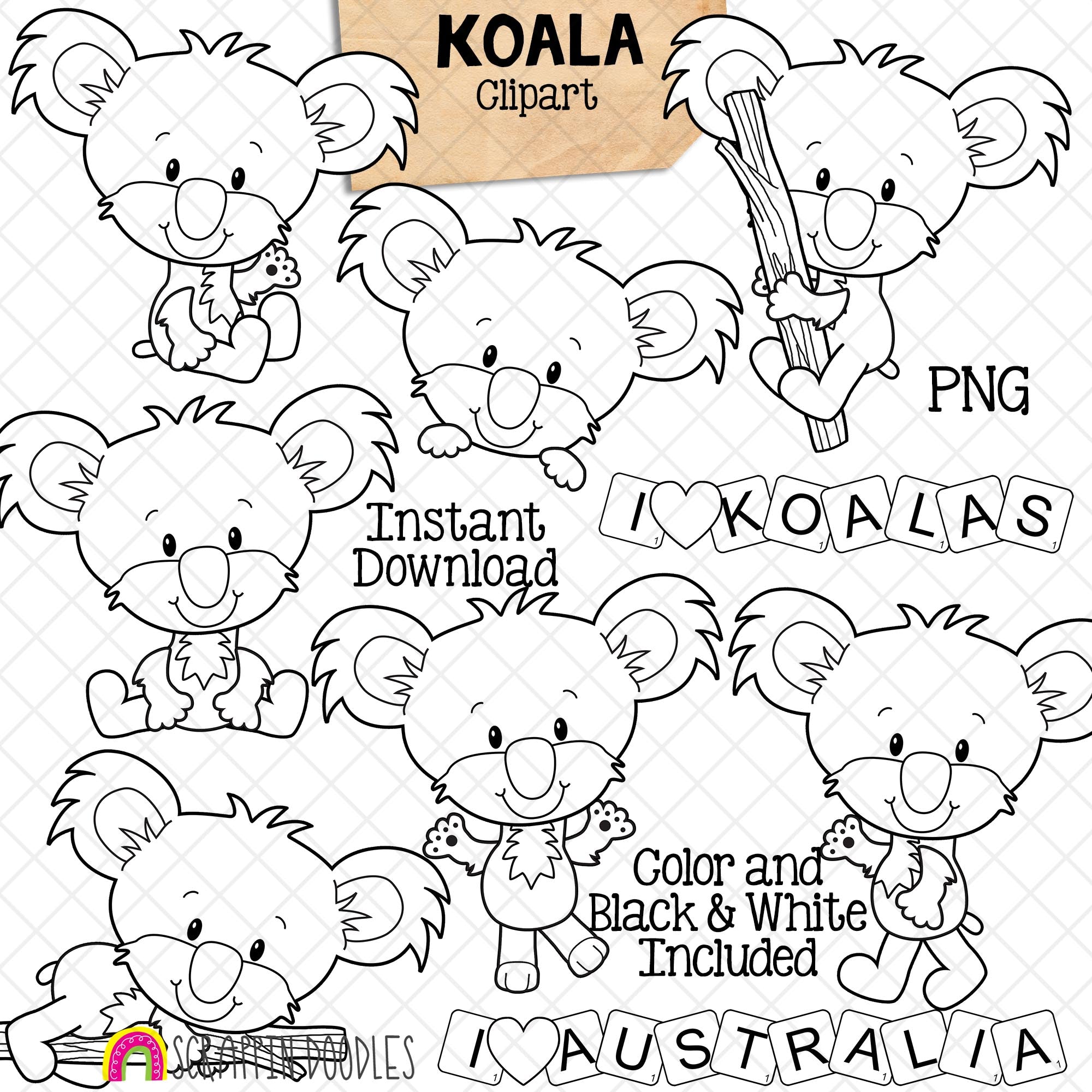 Koala ClipArt Bundle - Koala Bears Graphics - Commercial Use PNG ...