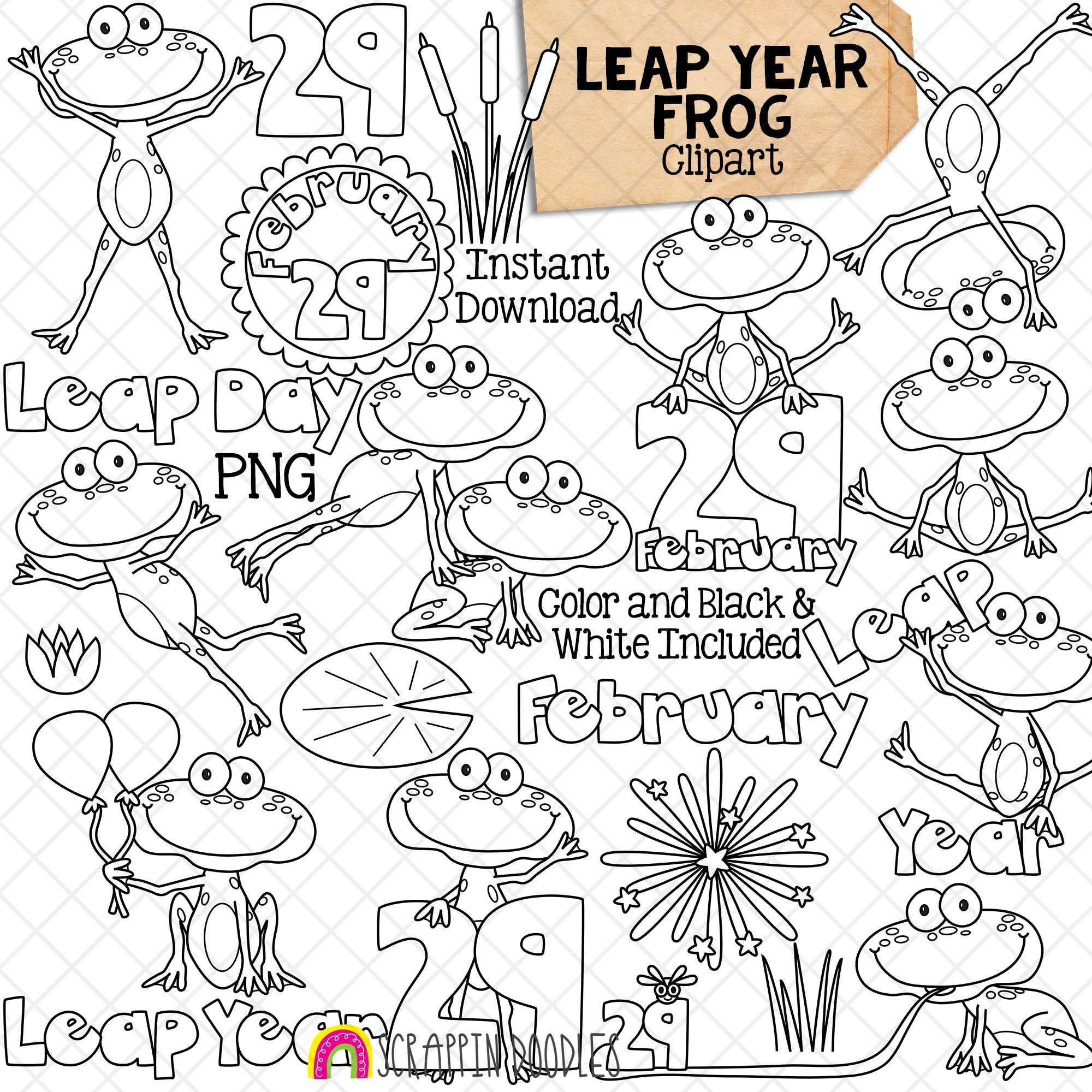 Leap Year Clip Art - Leap Day Frog Clipart - February 29th – Scrappin ...