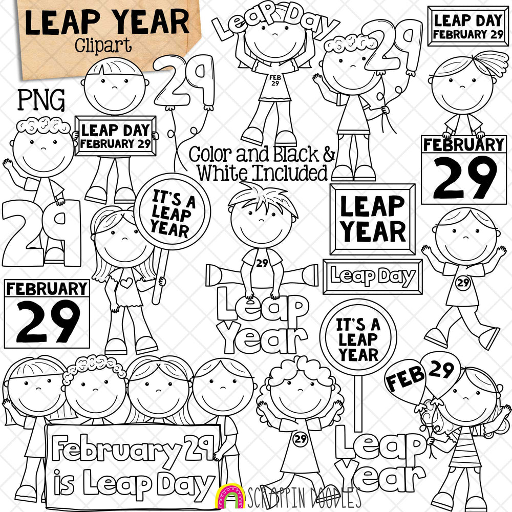 Leap Year Clip Art - Leap Day Kids Clipart - February 29th PNG ...