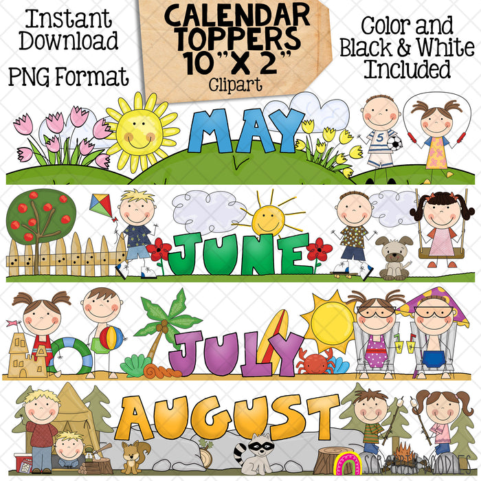 Monthly Calendar Toppers - January through December - Seasonal - Holid ...
