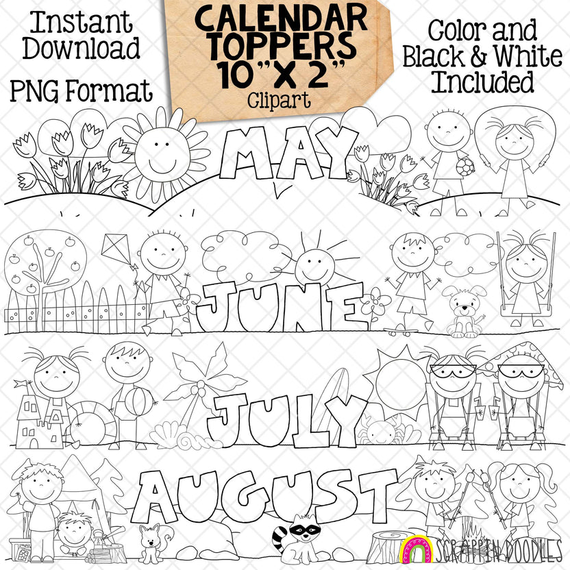 Monthly Calendar Toppers - January through December - Seasonal - Holid ...