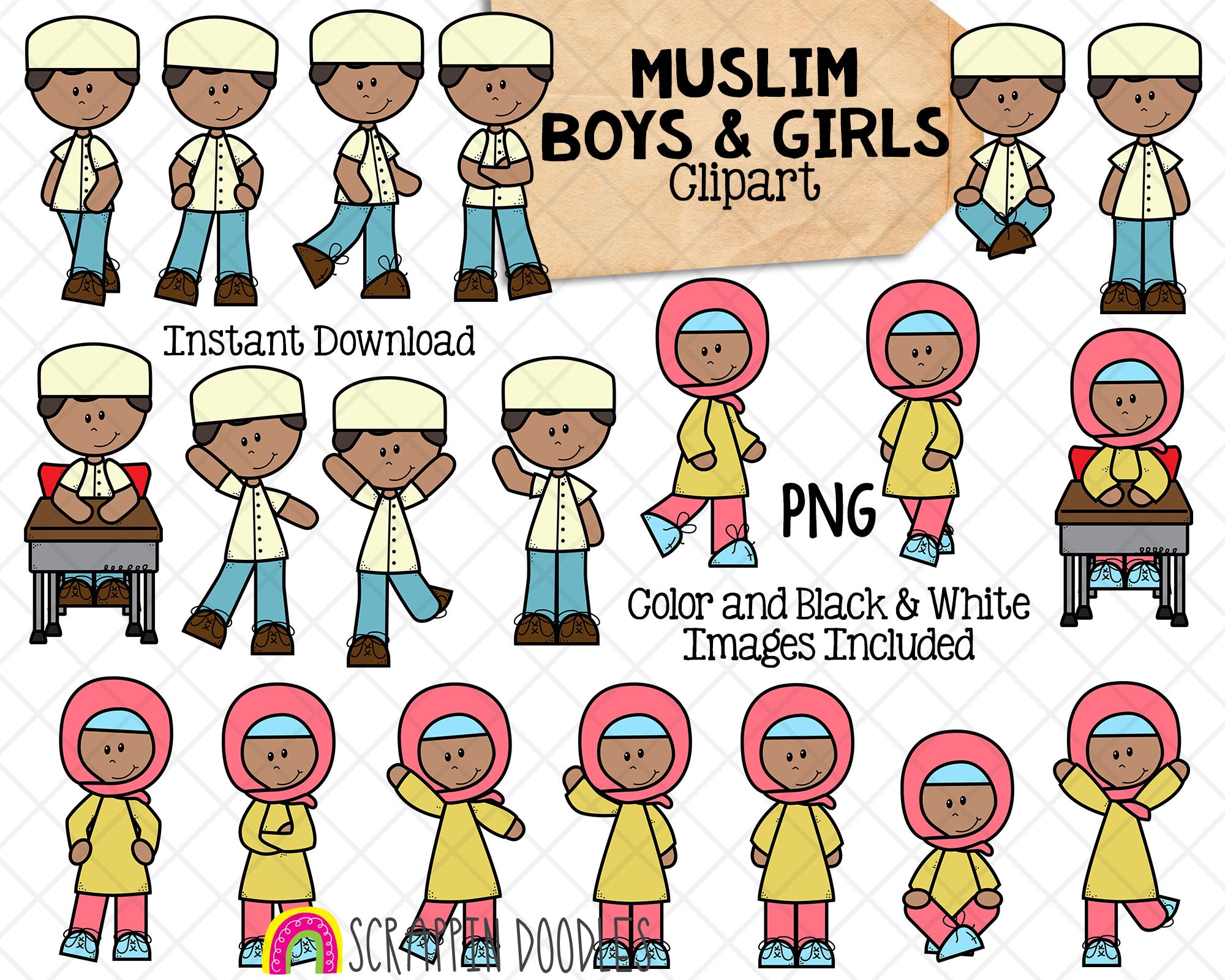 MultiCultural Kids ClipArt Bundle - Children Posing Graphics – Scrappin ...