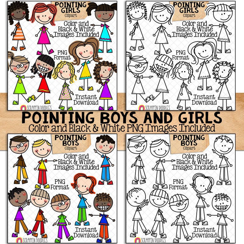 Doodle Kids Clipart Bundle - Doodle Boys and Girls Bundle 1 – Scrappin ...
