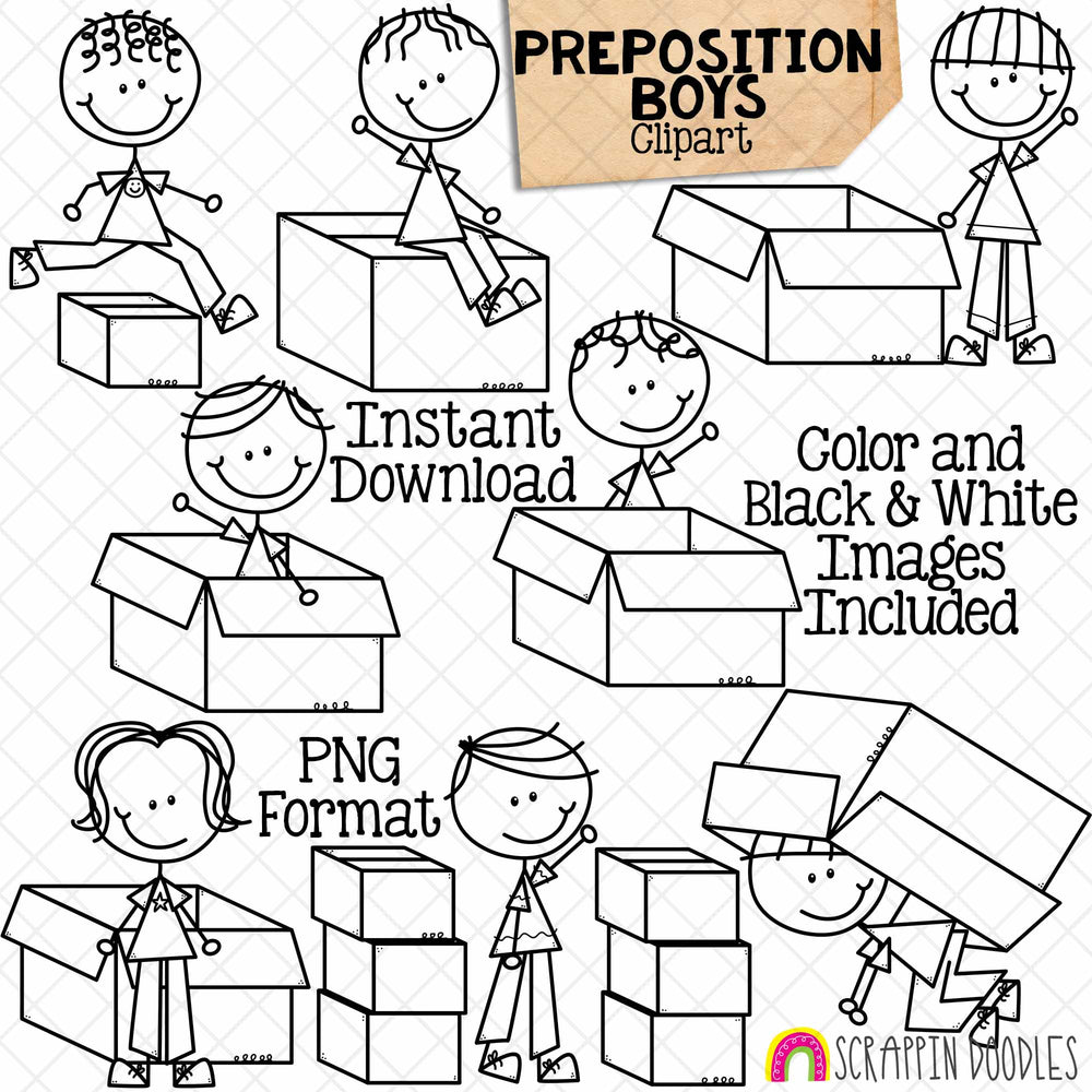 Preposition ClipArt - Doodle Boys Clip Art - Positional Words - Kids I ...