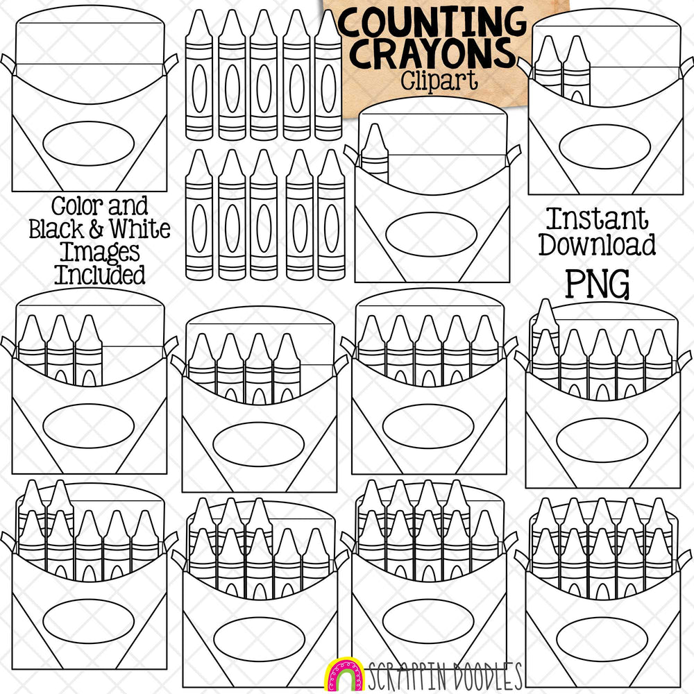 Counting Crayons ClipArt - School Counting - Crayons in a Box - Season ...