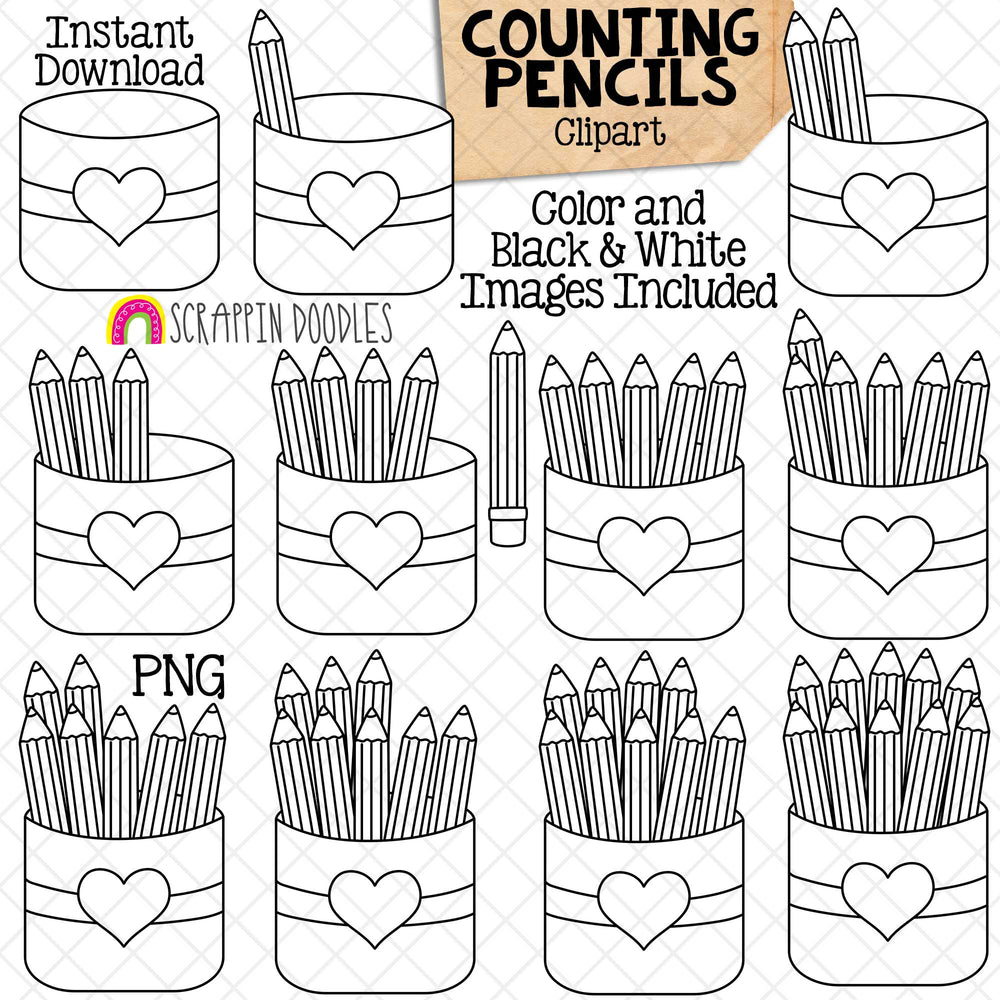 Counting Pencils ClipArt - School Counting - Pencils In A Cup - Season ...