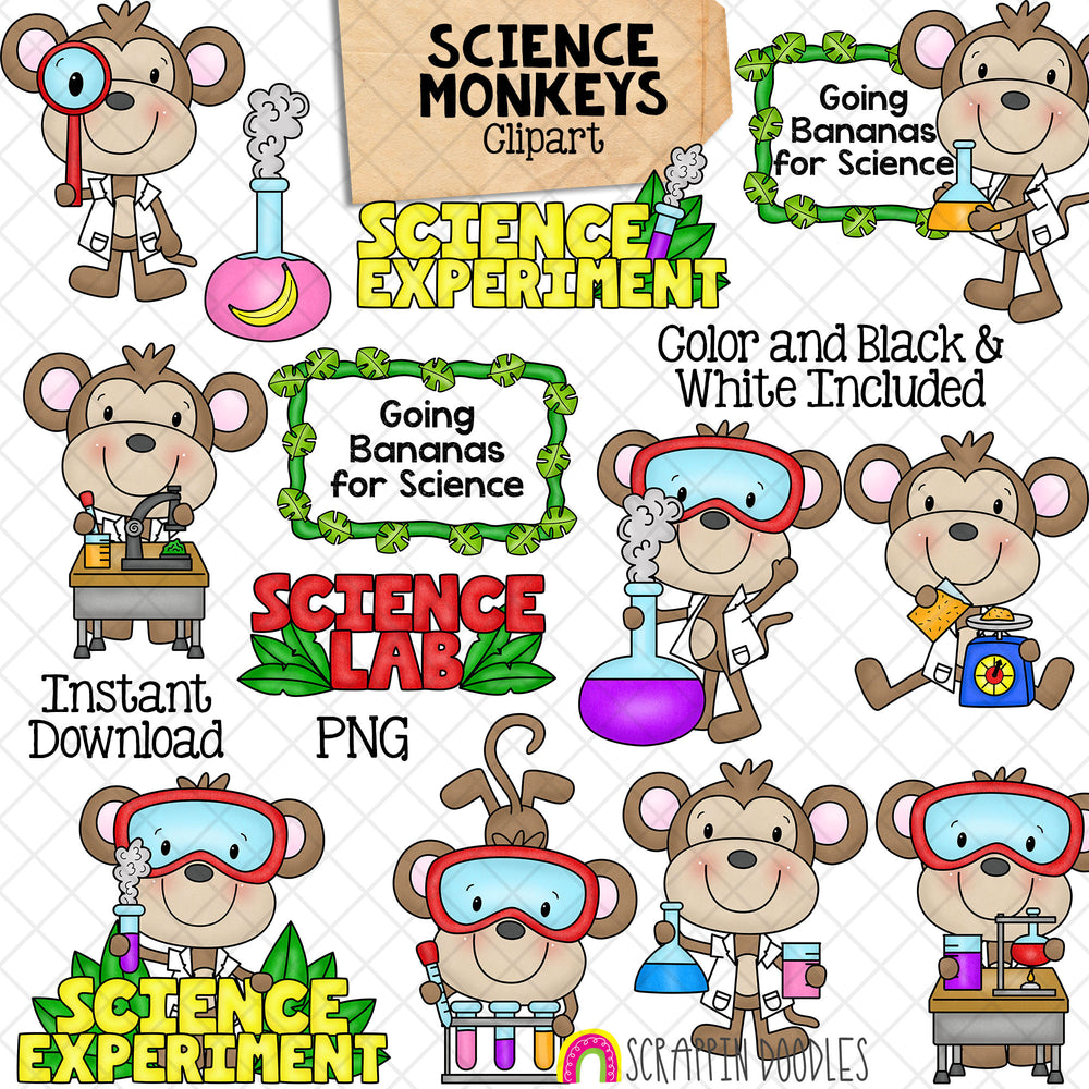 School Monkey ClipArt Bundle - Reading - Writing - Math - Science ...