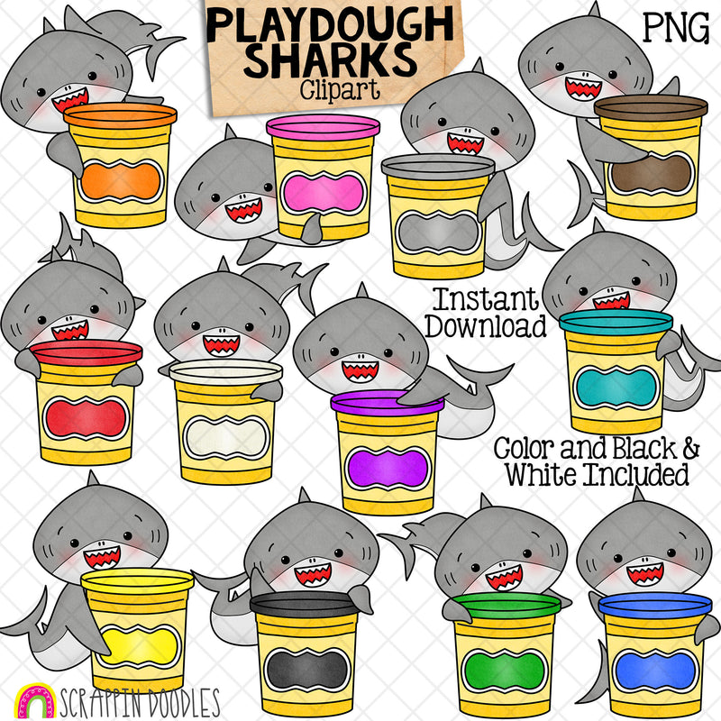 Shark Clip Art - Grey Sharks Holding Color Play Dough Clipart - Colour ...