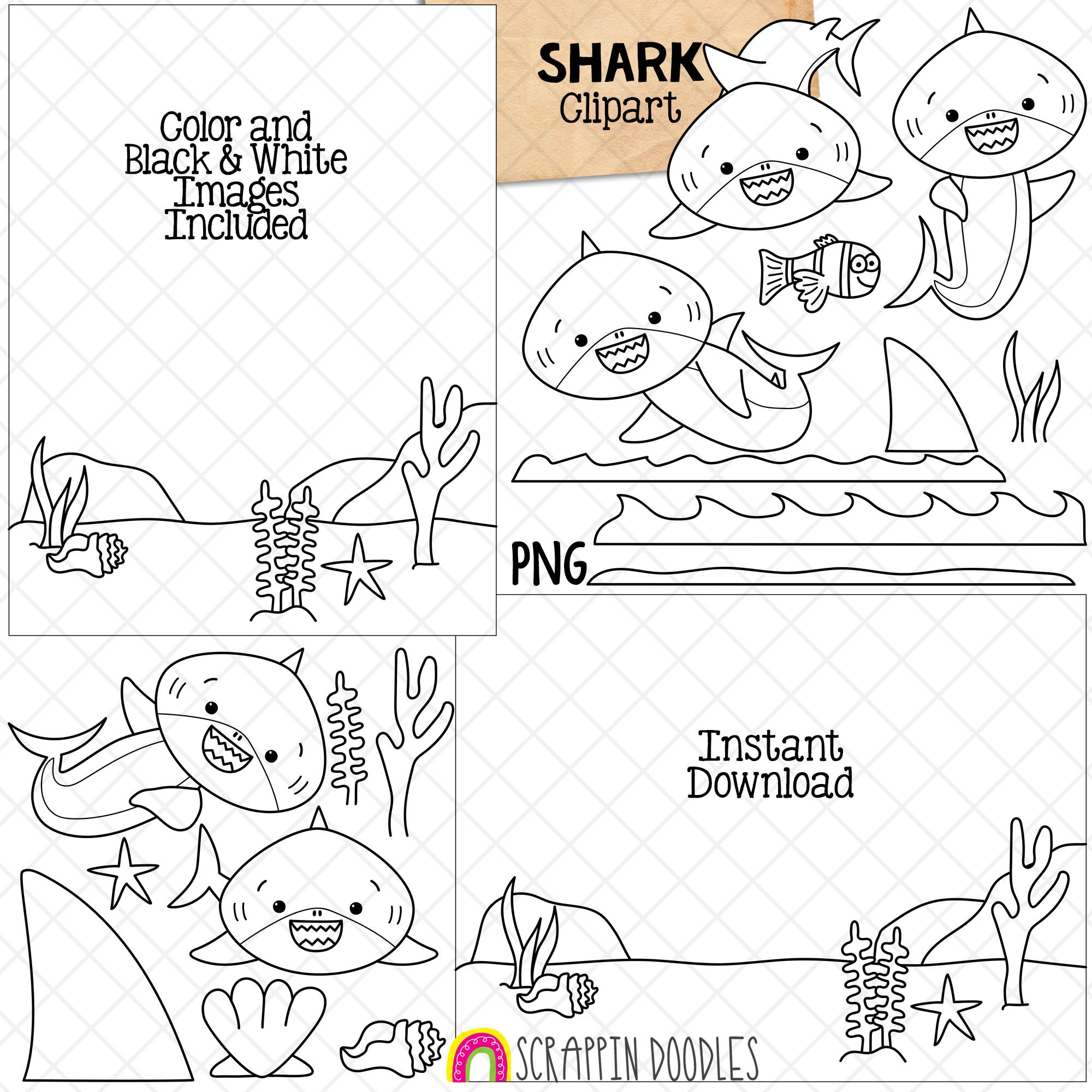 Shark Clip Art - Grey Shark Clipart - Shark Scene Creator - Baby Shark ...