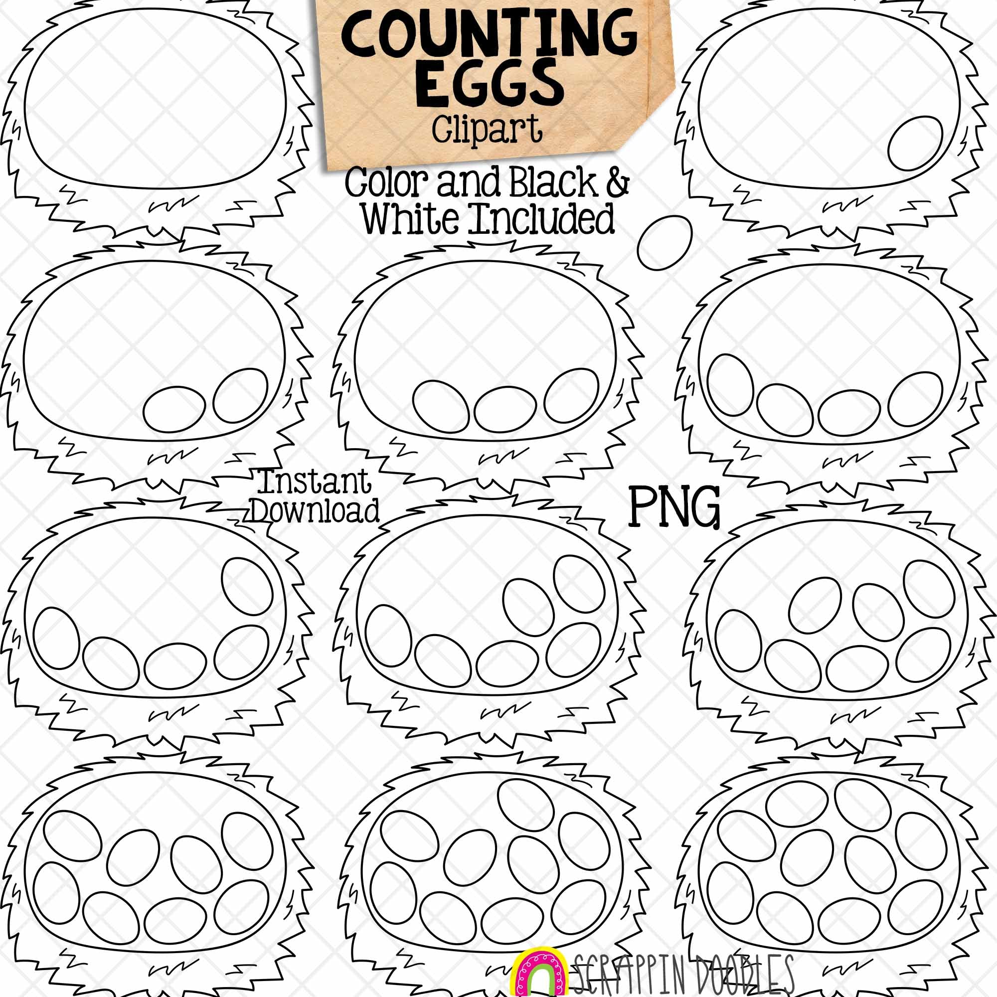 Counting Eggs In A Nest ClipArt - Spring Bird Egg Counting - Seasonal ...
