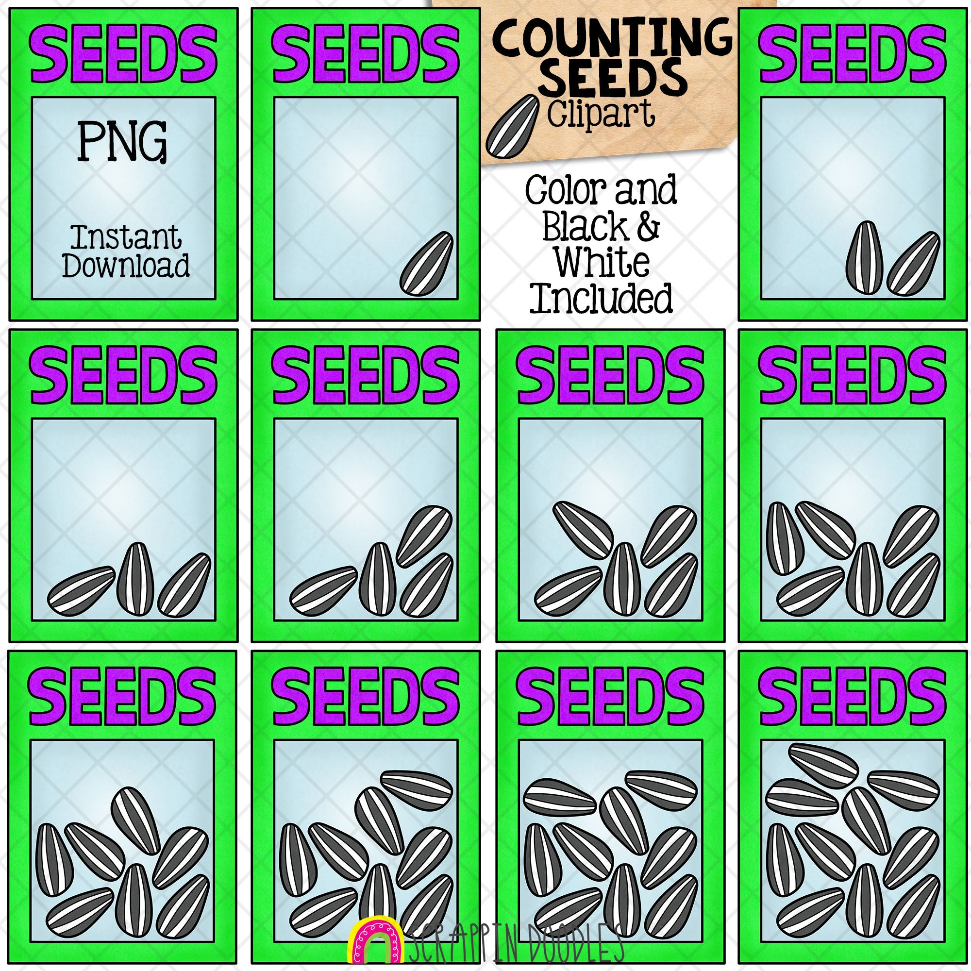 Counting Seeds In A Seed Packet ClipArt - Spring Counting - Seasonal M ...
