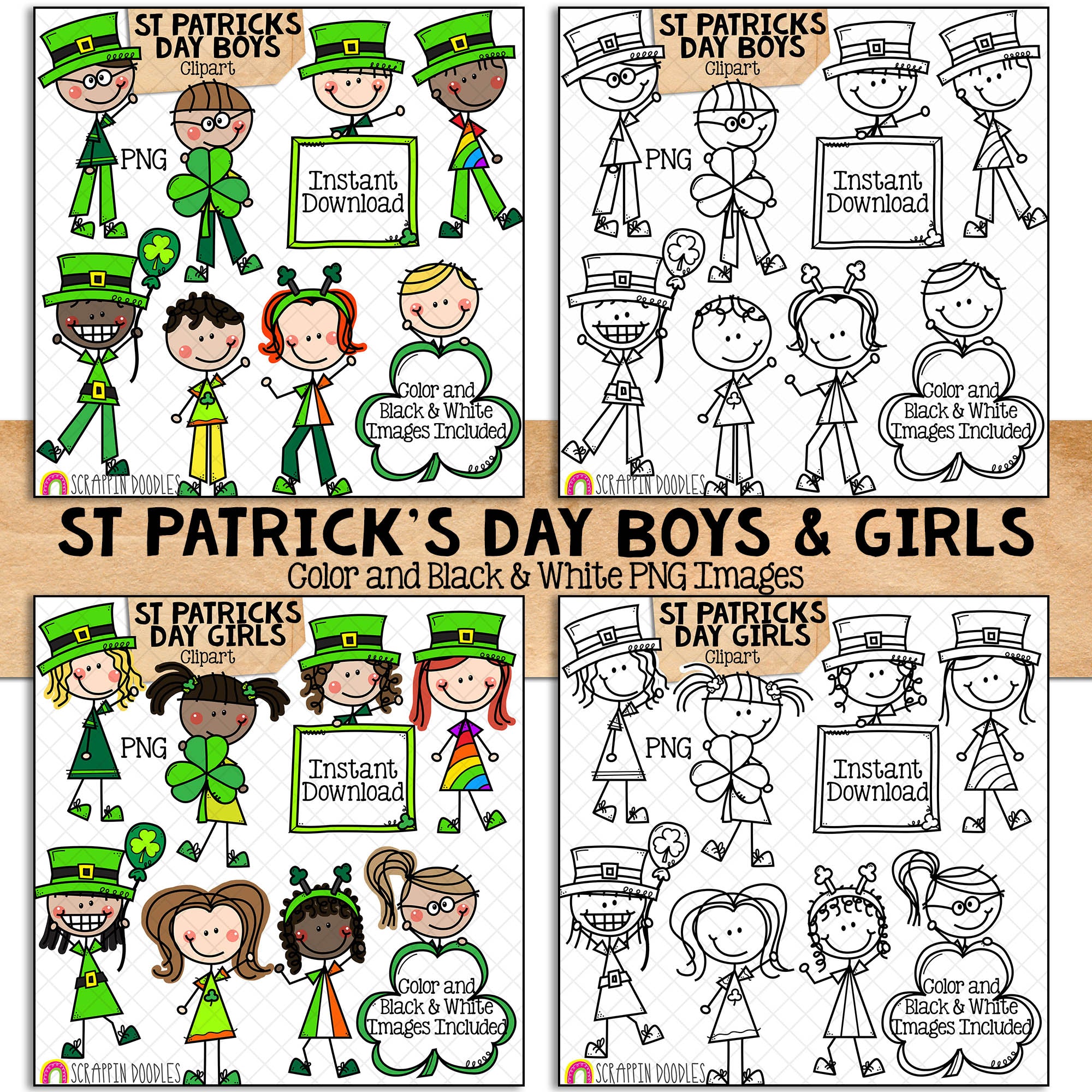 Doodle Kids Clipart Bundle 3 - Doodle Boy and Girl Bundle 3 – Scrappin ...