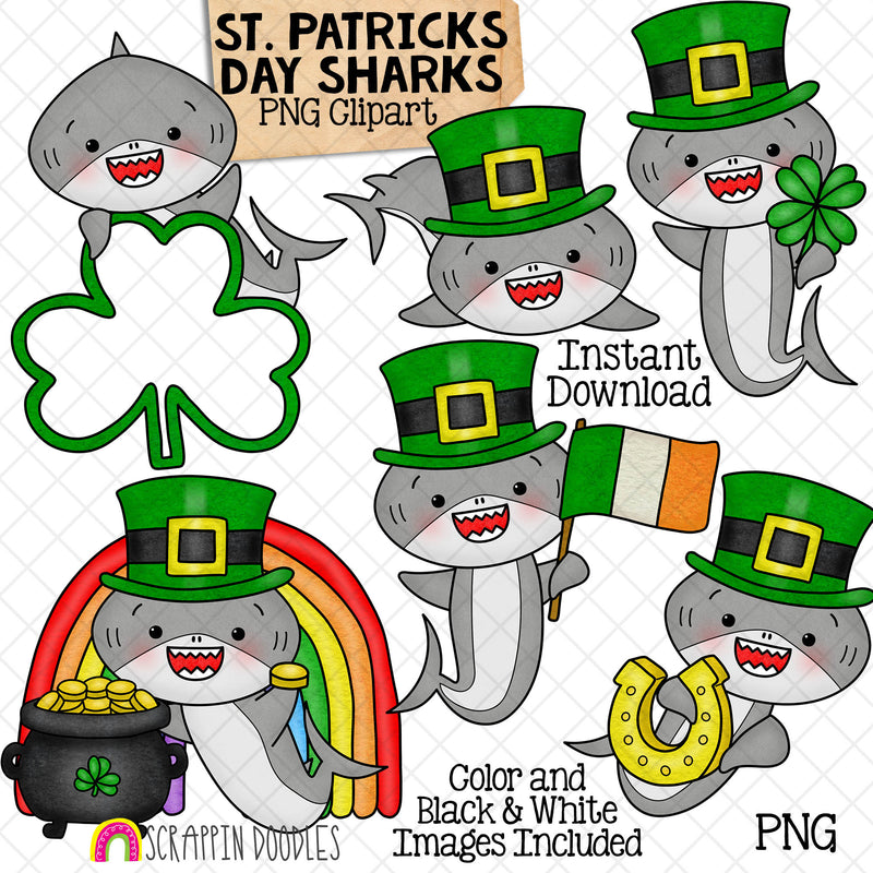 St Patricks Day Sharks Clip Art - Irish - Grey Shark Clipart - Baby Sh ...