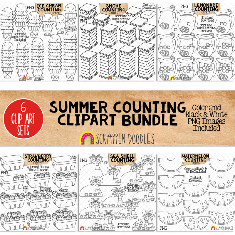 Summer Counting ClipArt Bundle - Seasonal Math Graphics – Scrappin Doodles