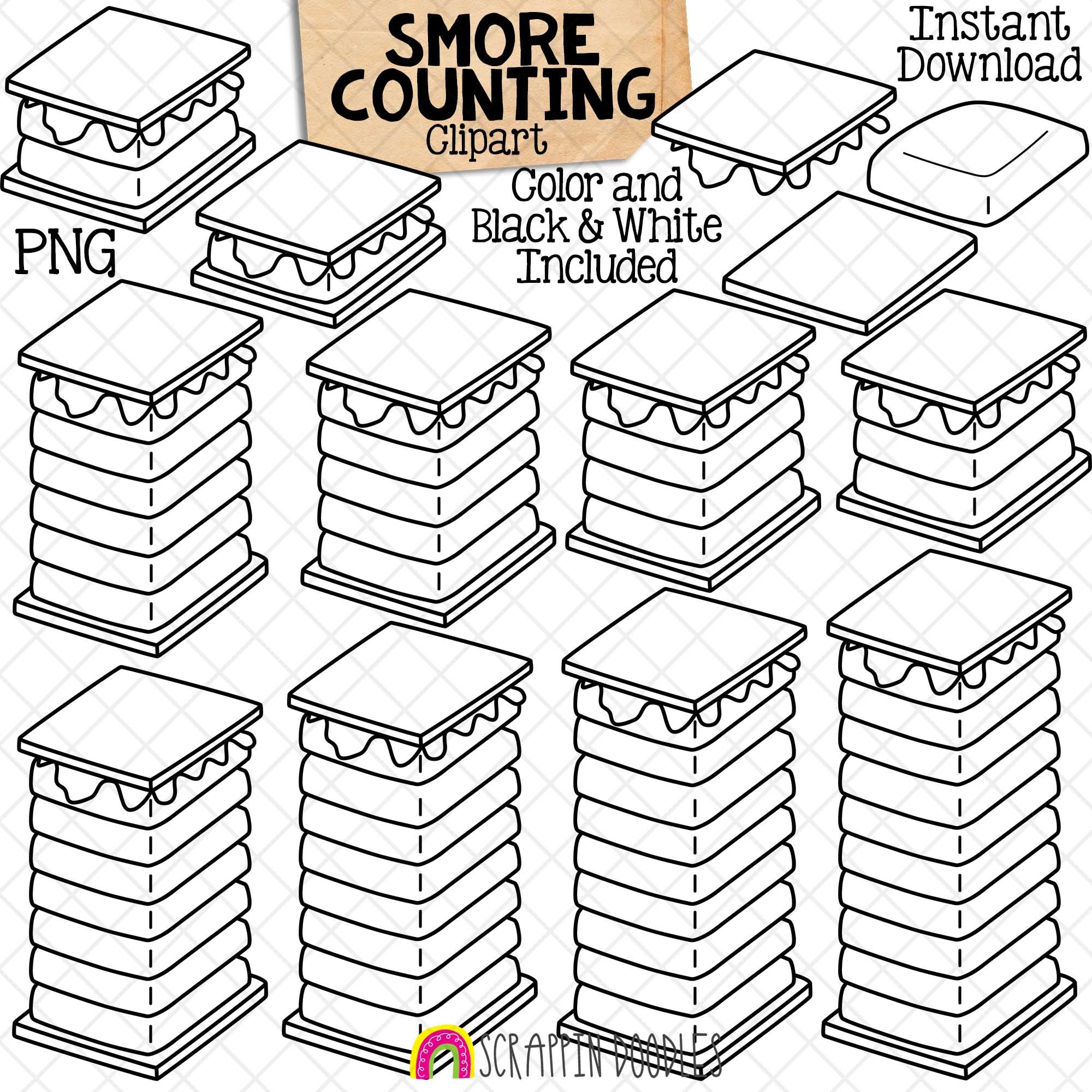 Counting Smores Marshmallow ClipArt - Summer Smores Counting - Seasona ...