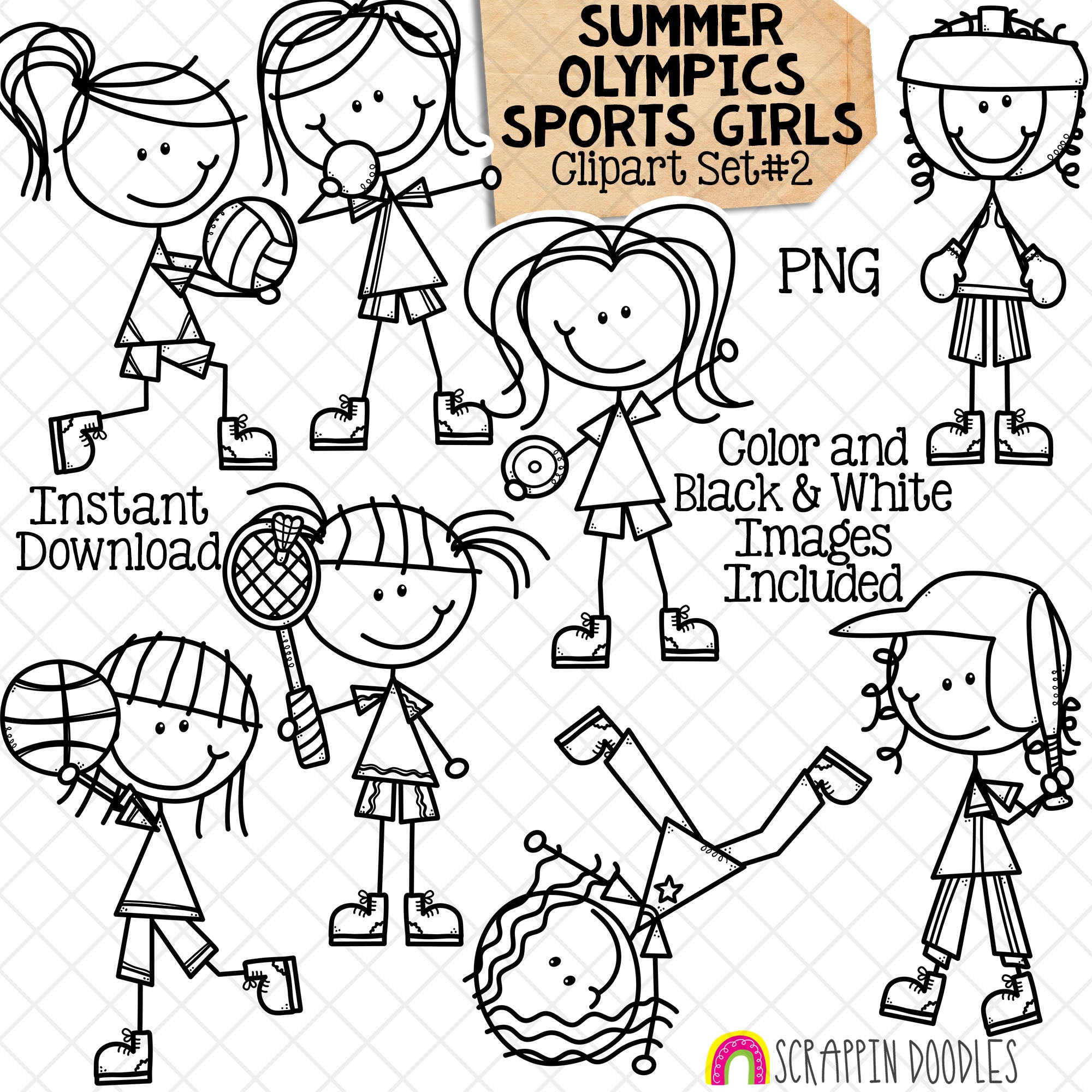 Summer Olympics Sports Girls ClipArt Set 2 - Discus - Shot Put - Badmi ...