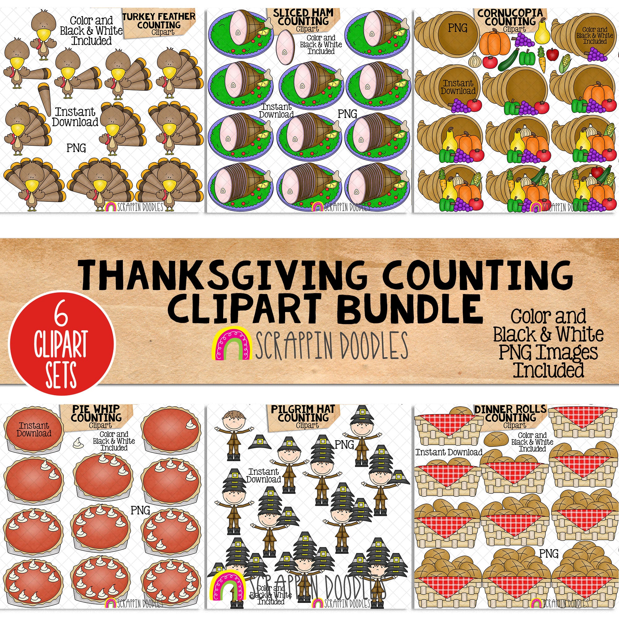Thanksgiving Counting ClipArt Bundle - Seasonal Math Graphics ...