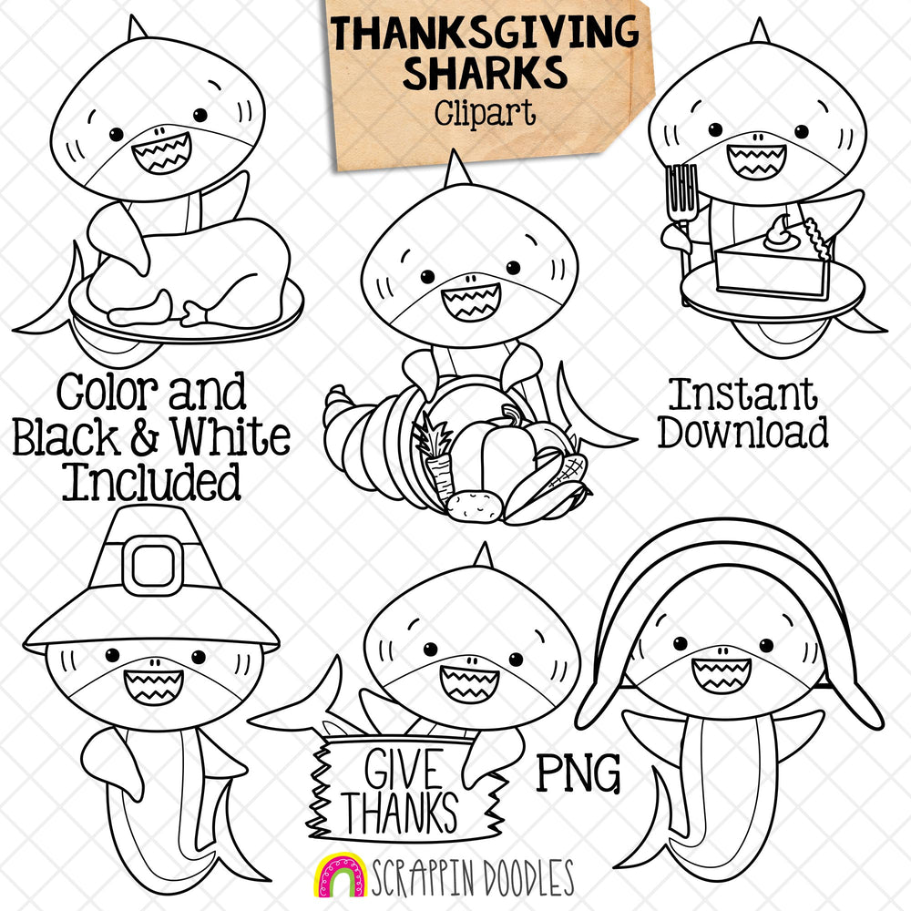 Thanksgiving Sharks Clip Art - Grey Shark Clipart - Baby Shark ...