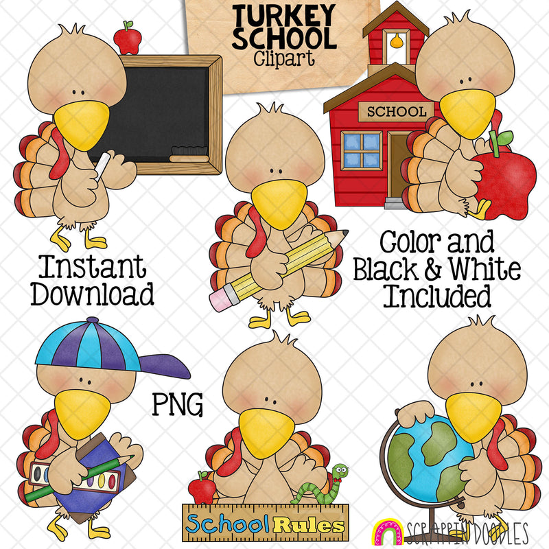 Turkey ClipArt - Classroom Turkeys Clip Art - Cute School Turkeys Grap ...