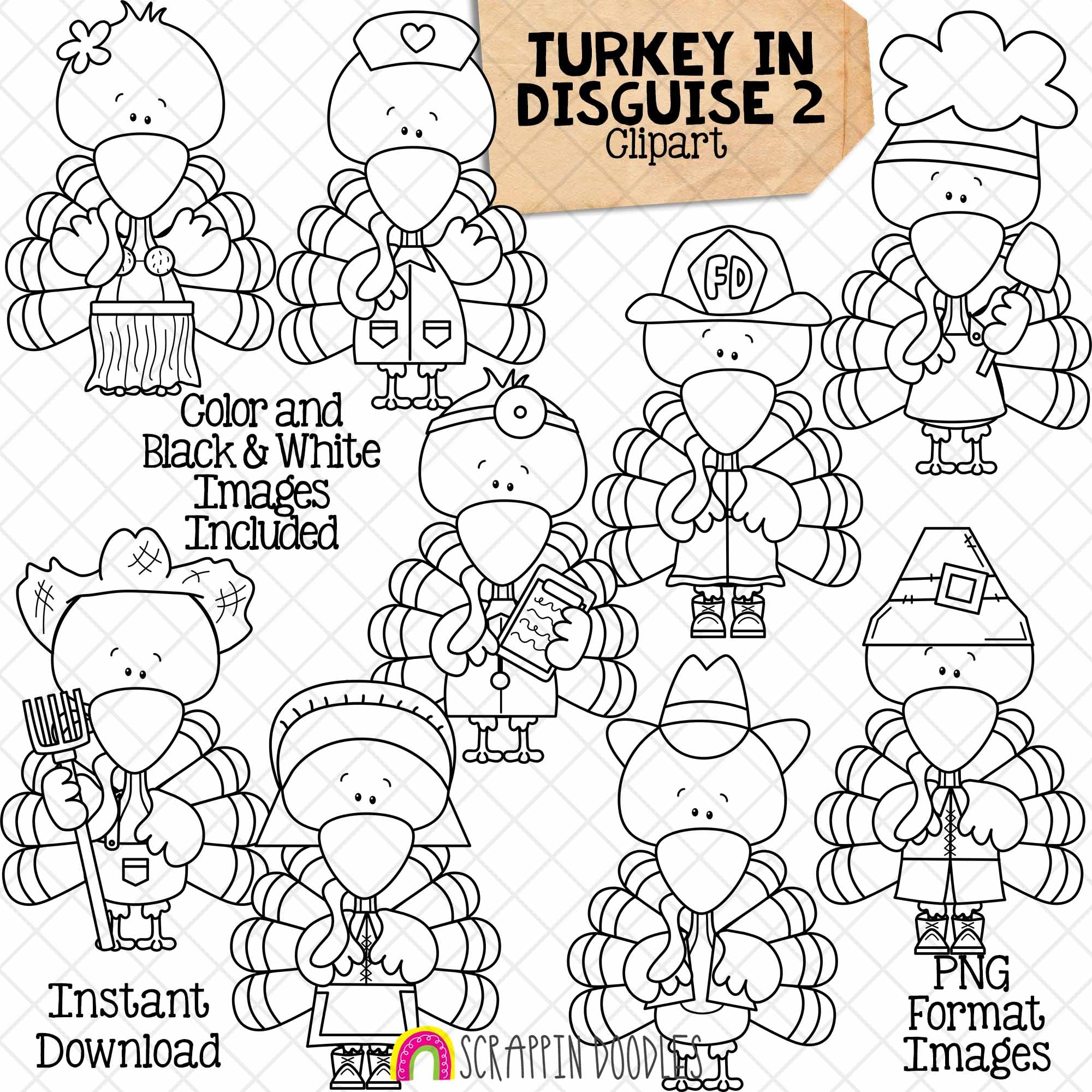 Turkey In Disguise ClipArt 2 - Turkeys in Disguises Graphics - Thanksg ...