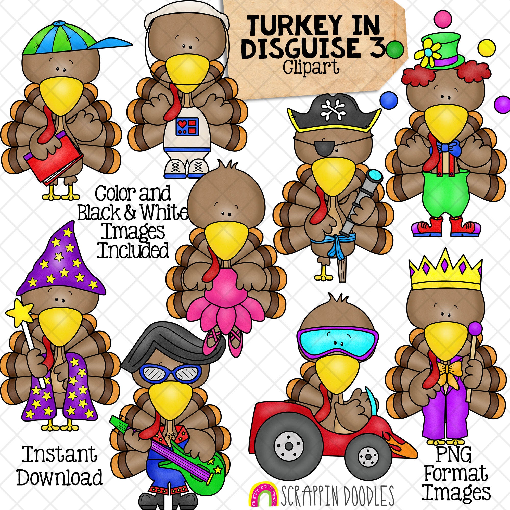 Turkey In Disguise ClipArt 3 - Turkeys in Disguises Graphics - Thanksg ...