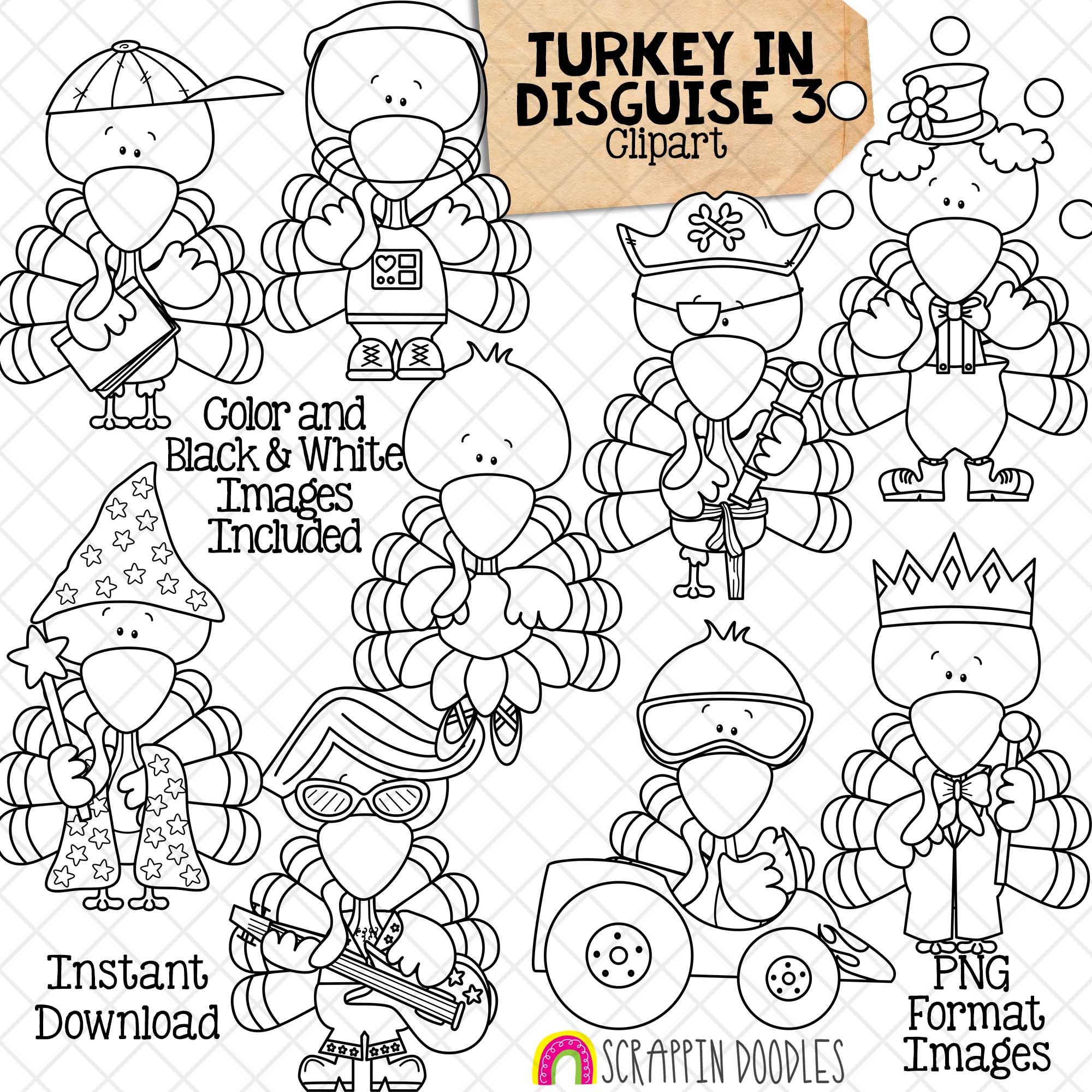 Turkey In Disguise ClipArt 3 - Turkeys in Disguises Graphics - Thanksg ...