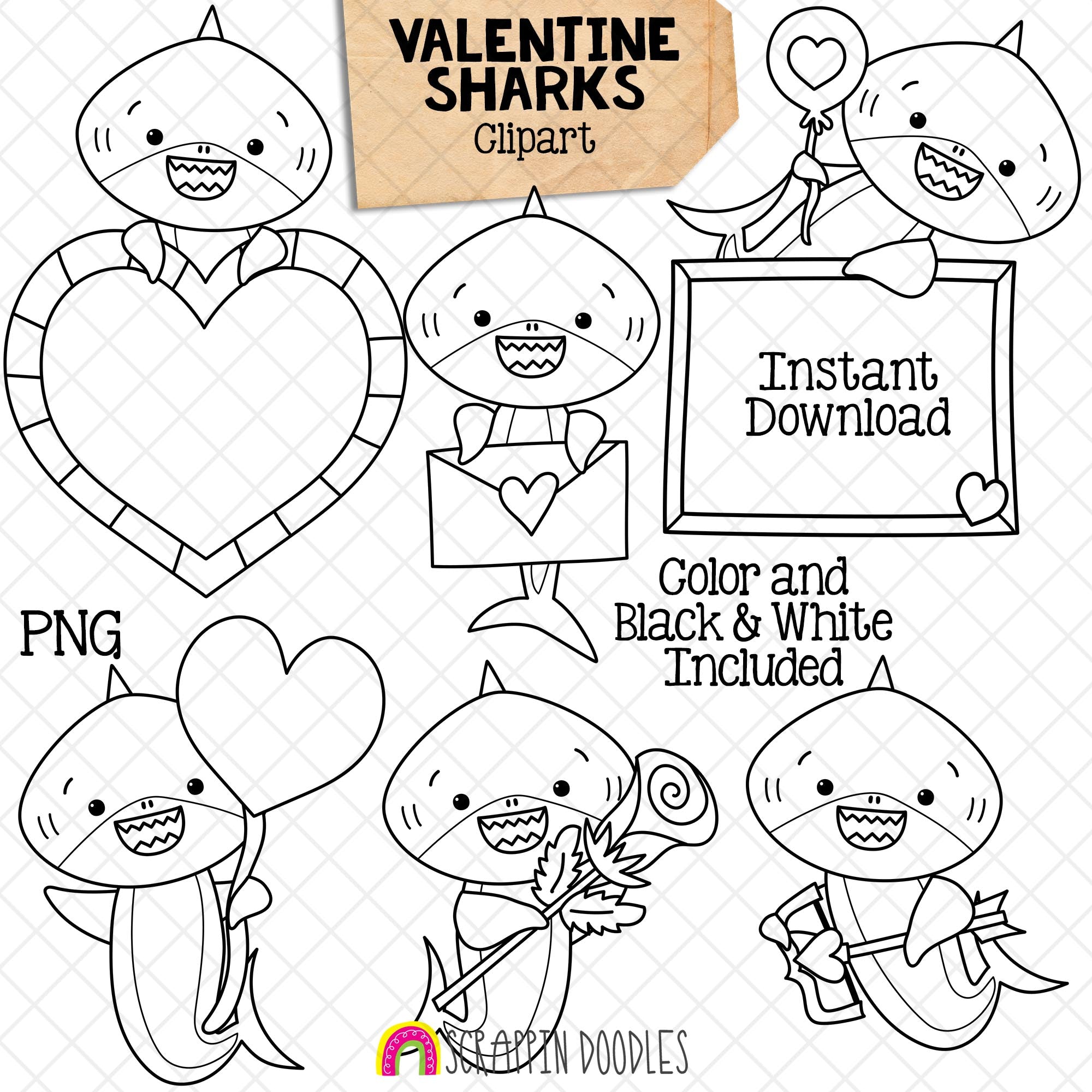 Valentines Day Sharks Clip Art - Grey Shark Clipart - Baby Shark ...