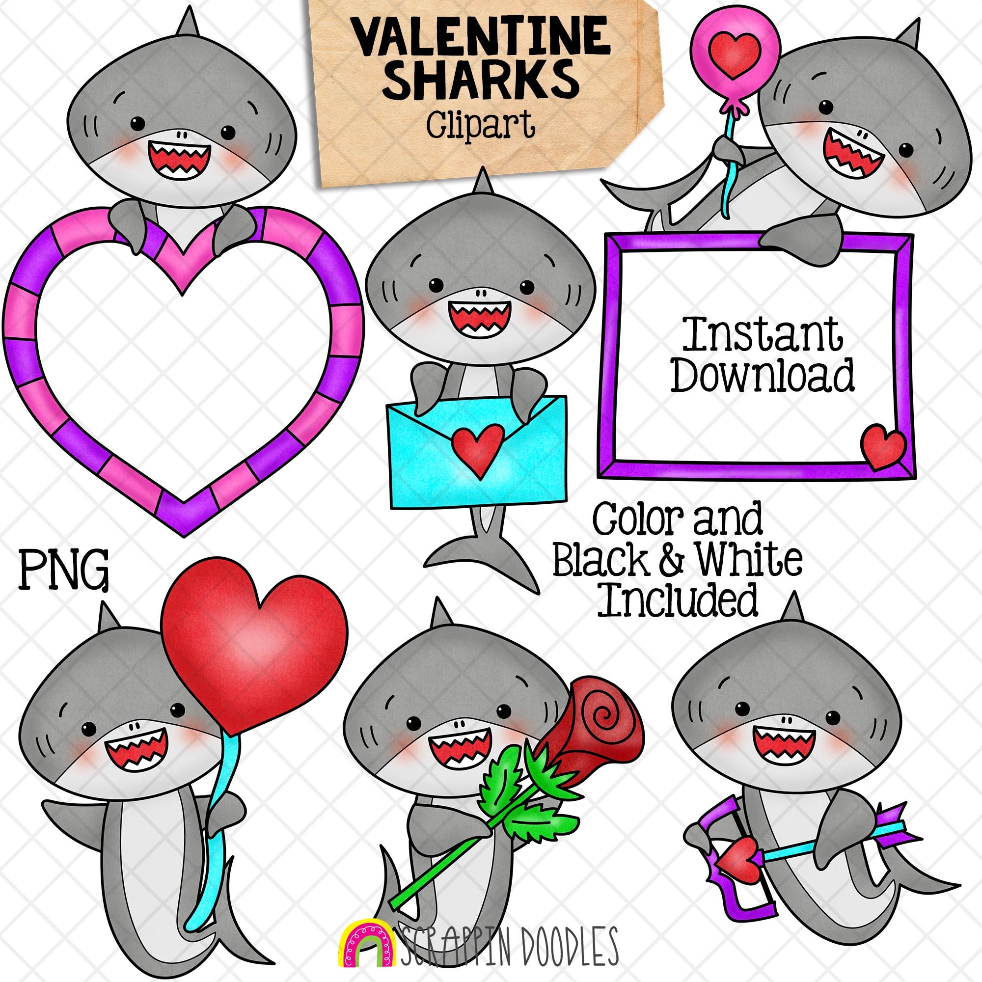 Seasonal Shark Clip Art Bundle - Grey Shark Clipart - Baby Shark ...