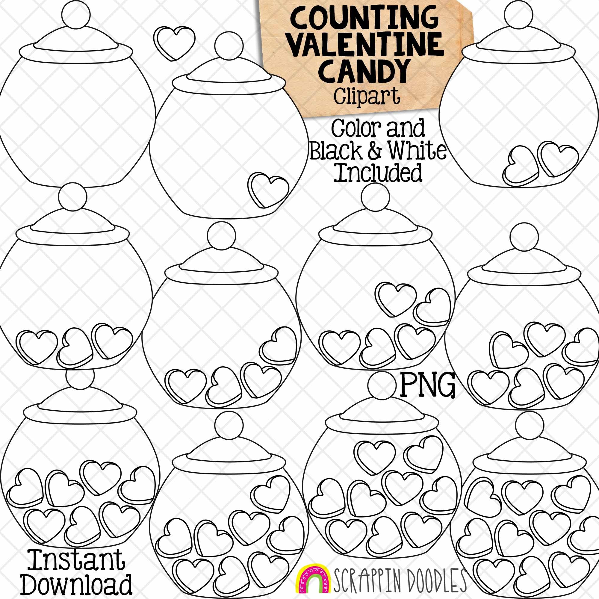 Counting Heart Candies ClipArt - Valentine Candy Jar Counting - Season ...