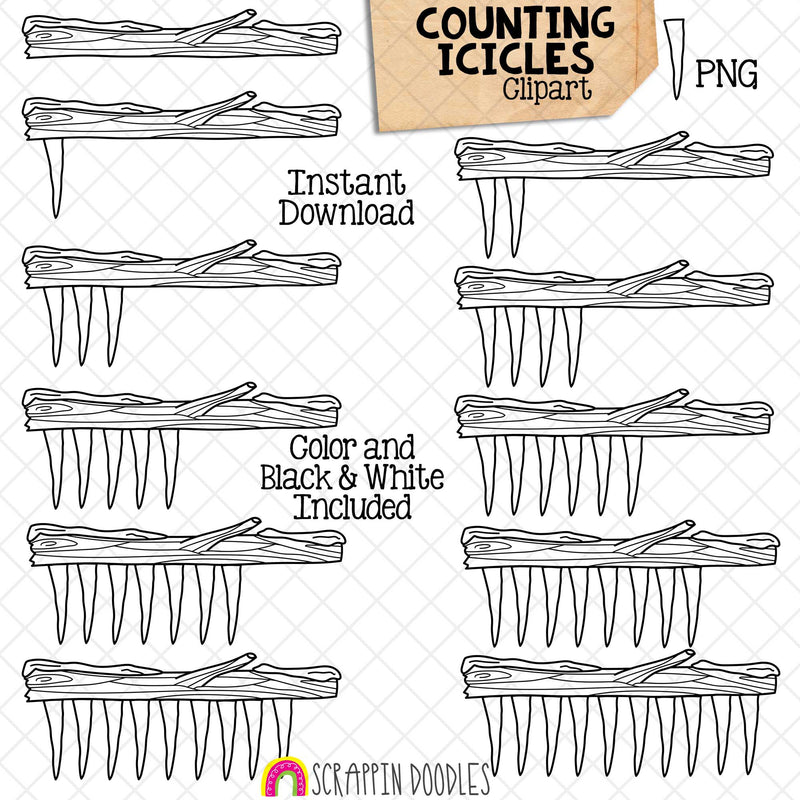 Counting Icicles ClipArt - Winter Tree Branch Icicle Counting - Season ...