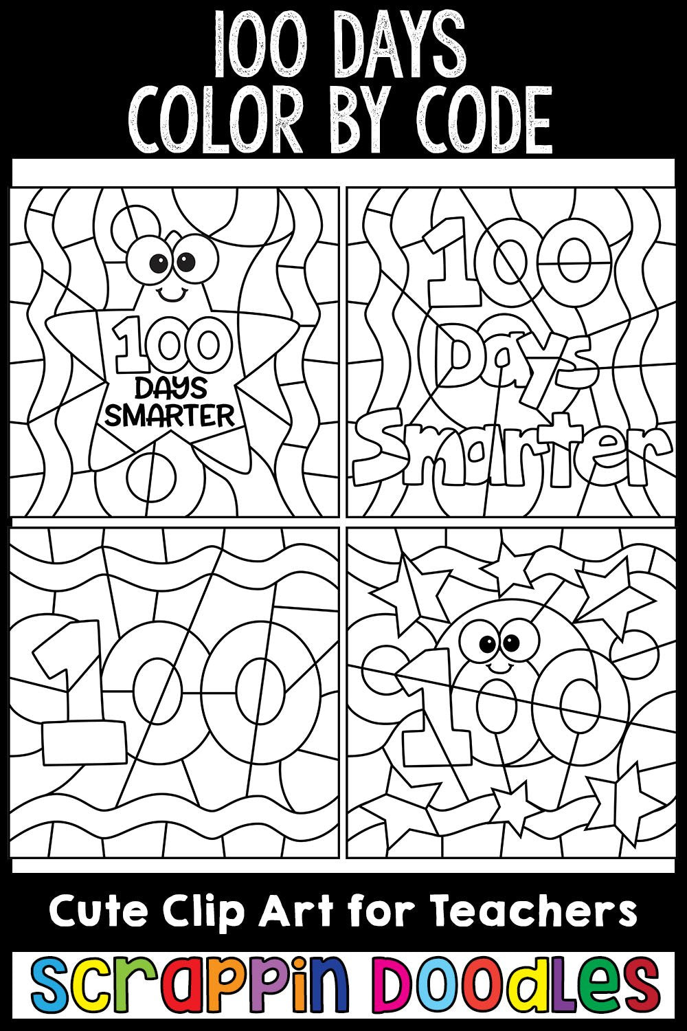100 Days of School Color By Code Templates – Scrappin Doodles