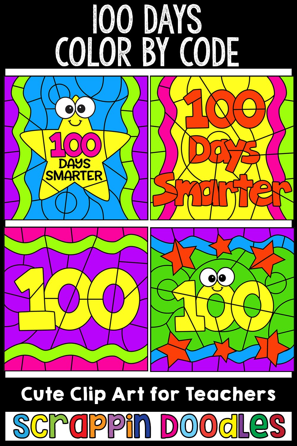 100 Days of School Color By Code Templates – Scrappin Doodles