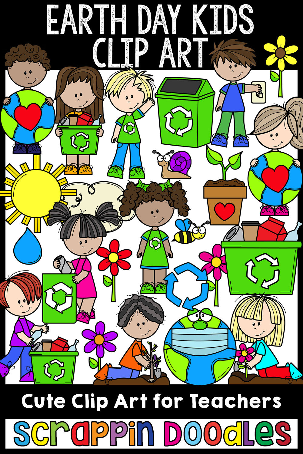 Earth Day Clipart - Earth Day Kids - Instant Download - Environmental ...
