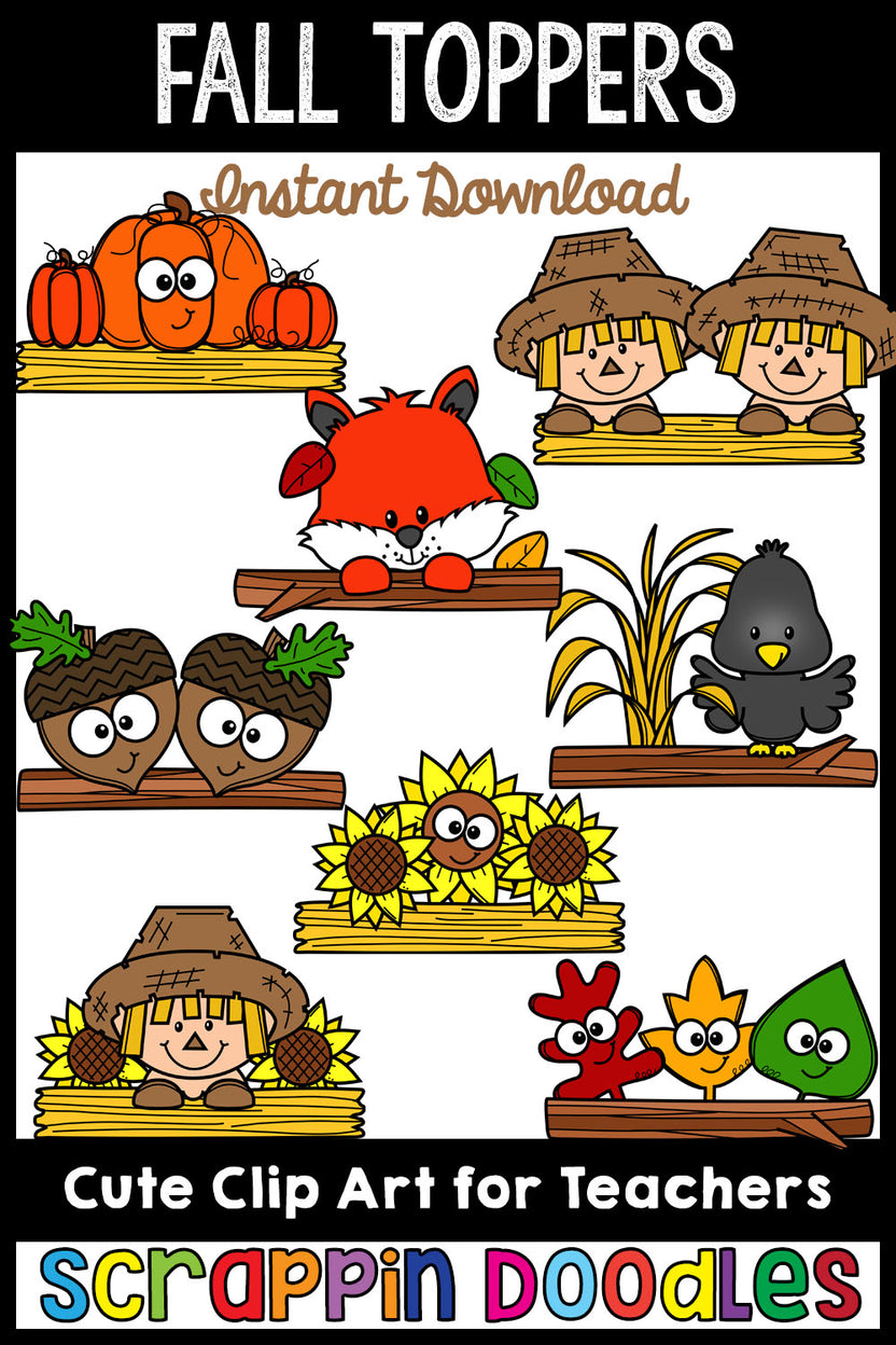 Fall Toppers ClipArt - Autumn Page Toppers – Scrappin Doodles