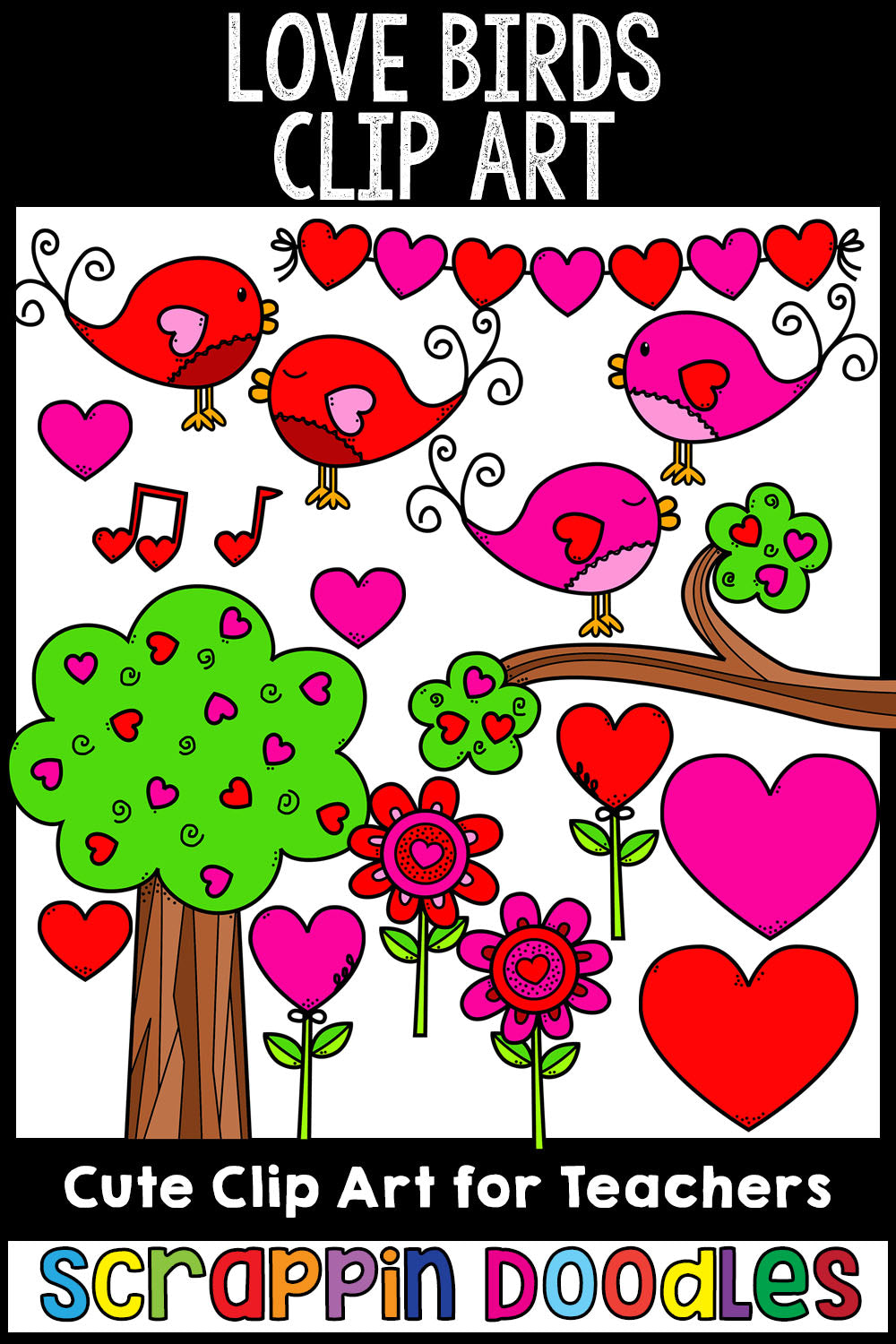 Love Birds Valentine's Day Clip Art – Scrappin Doodles
