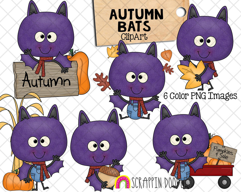 Autumn Bats ClipArt - Fall Bat Clipart - Vampire Bats - Commercial Use ...