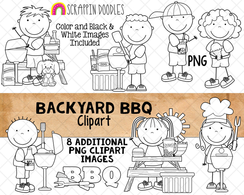 BBQ ClipArt -Barbecue Clipart - Picnic Clipart - Backyard Cookout -Gri ...