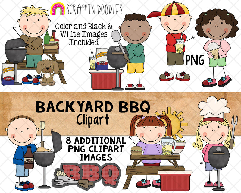 BBQ ClipArt -Barbecue Clipart - Picnic Clipart - Backyard Cookout -Gri ...