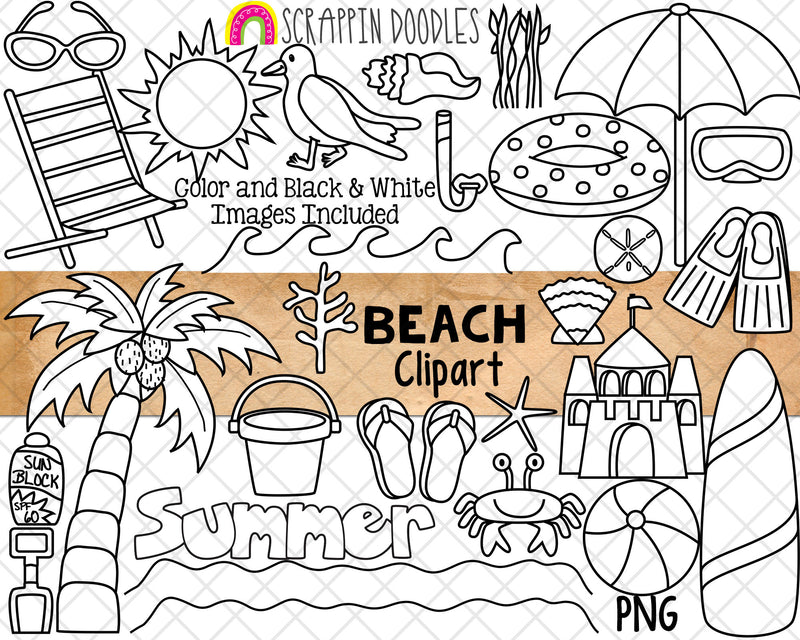 Beach ClipArt - Sandcastle - Summer Sea Clip Art - Palm Tree - Surf Bo ...