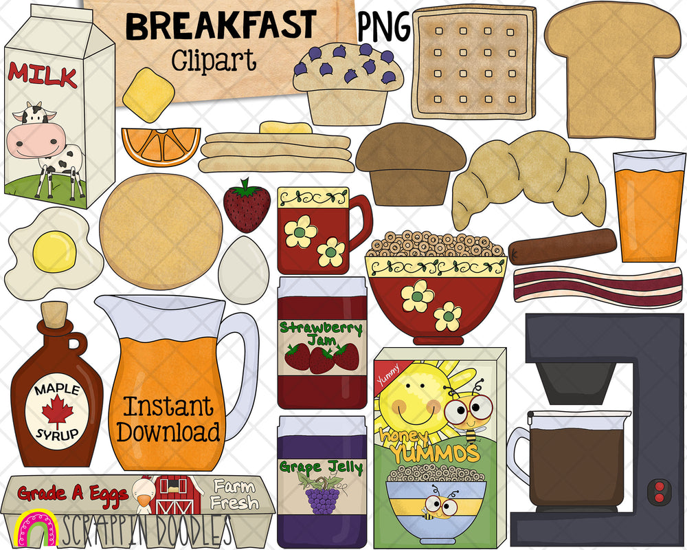Breakfast Food ClipArt - Brunch Graphics - Commercial Use PNG ...