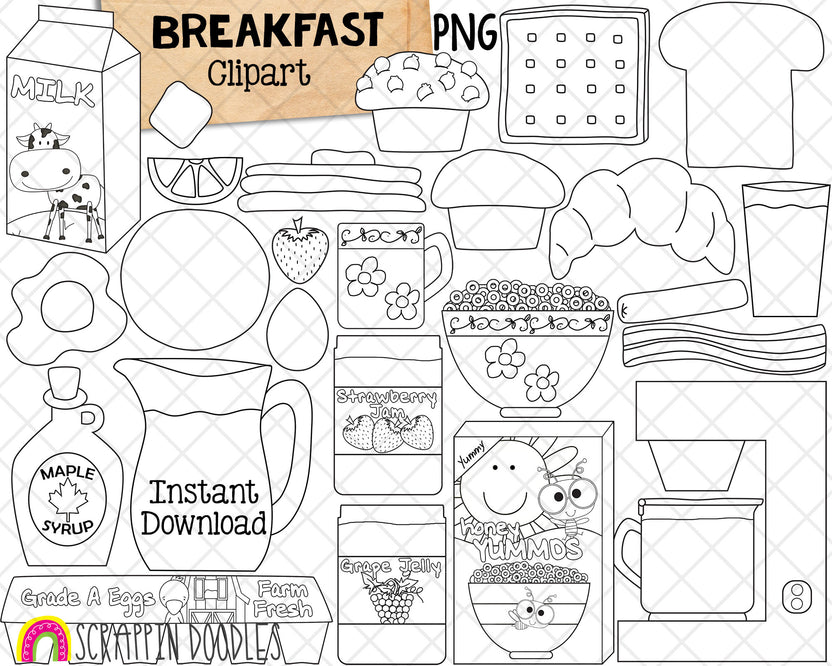 Breakfast Food ClipArt - Brunch Graphics - Commercial Use PNG ...