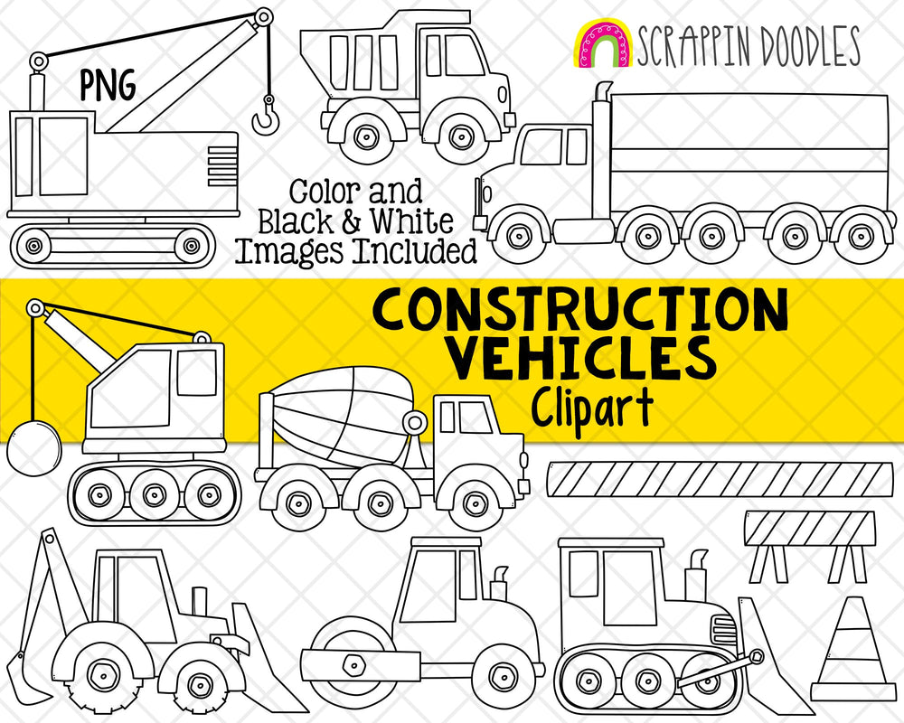 Construction Vehicles ClipArt - Commercial Use PNG Clip Art – Scrappin ...