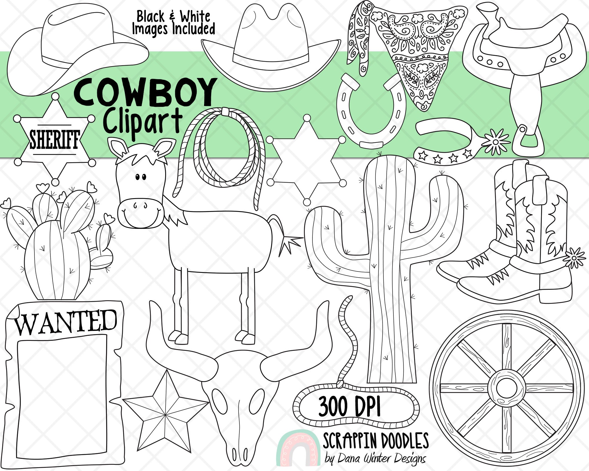 Cowboy Rope Clipart Black And White