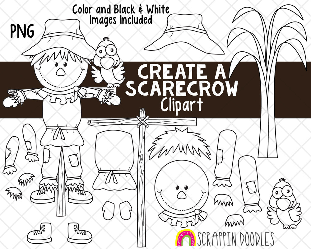 Create a Scarecrow ClipArt - Scarecrow Clipart - Scarecrow Pieces Clip ...