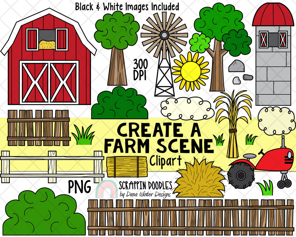 Farm ClipArt - Create A Farm Scene Clipart - Scene Creator - Farmer, B ...