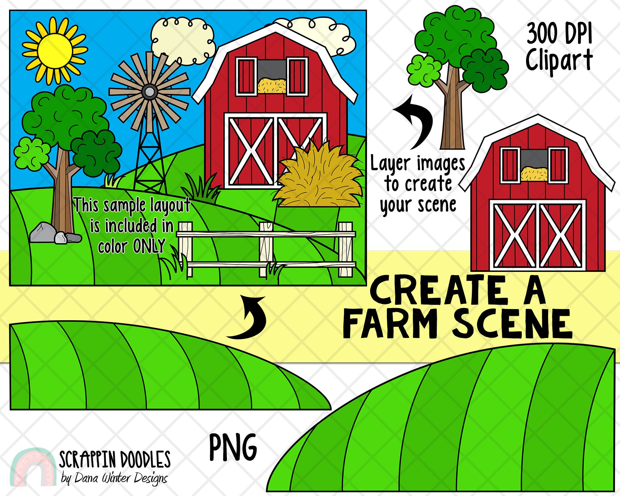 Farm ClipArt - Create A Farm Scene Clipart - Scene Creator - Farmer, B ...