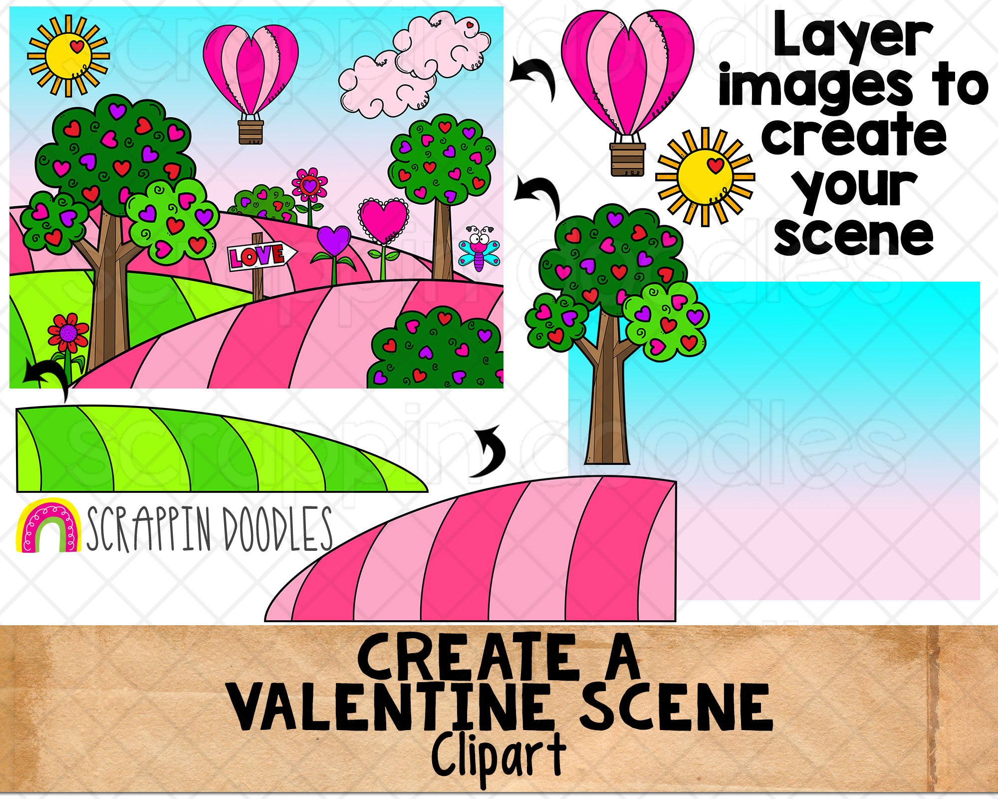 Valentine Scene Clip Art - Scene Creator - Valentine Backgrounds - Com ...
