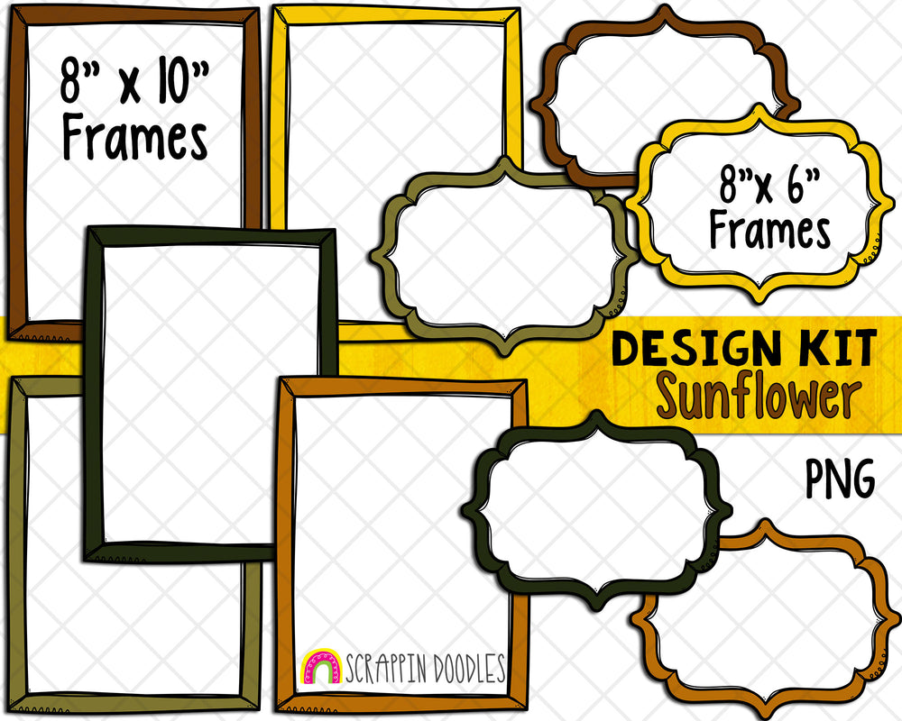 Sunflower Design Kit - Cover Page Templates - Planner Frames and Backg ...