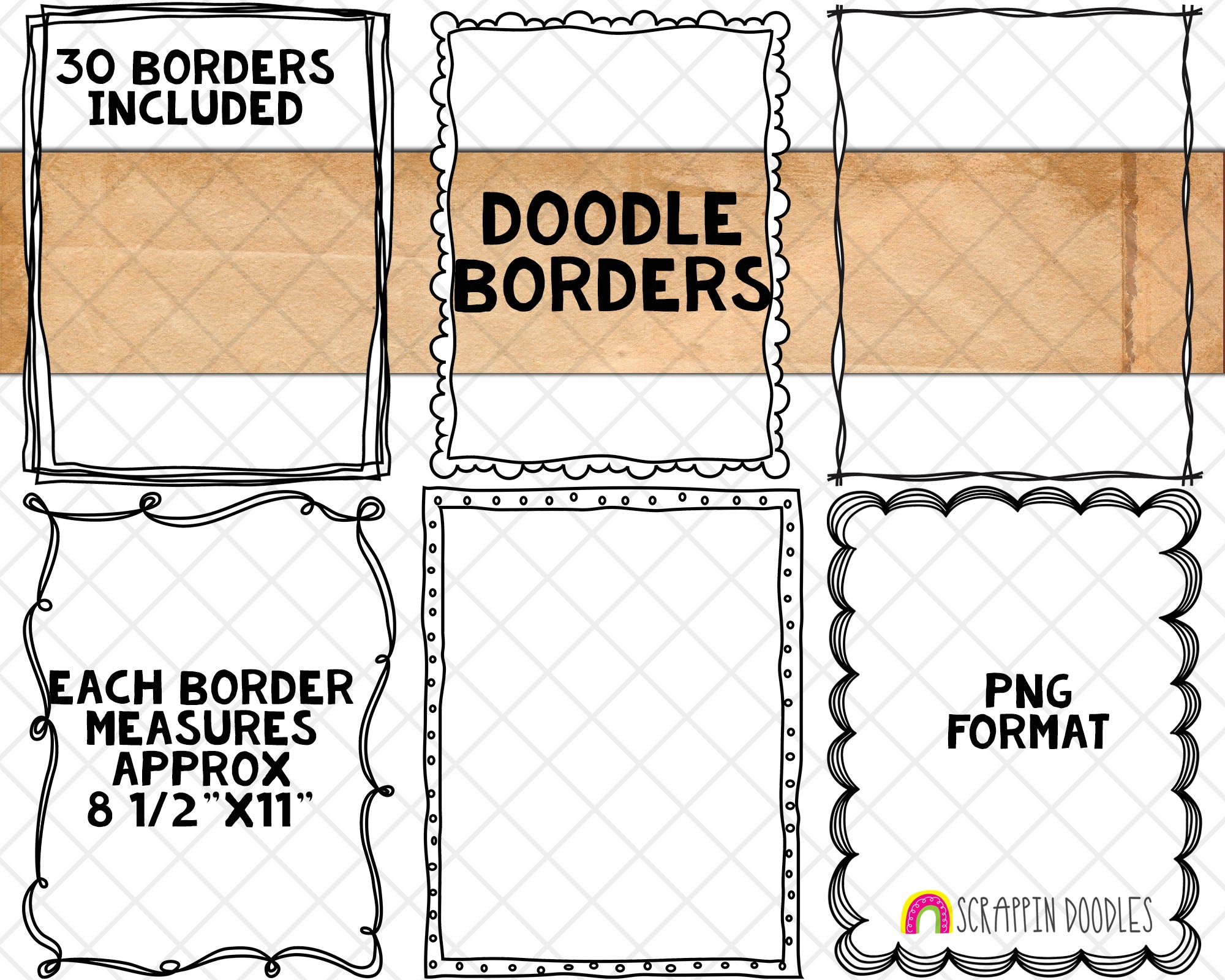 Doodle Borders ClipArt - Hand Drawn Frames - Cover Page Borders - Rect ...